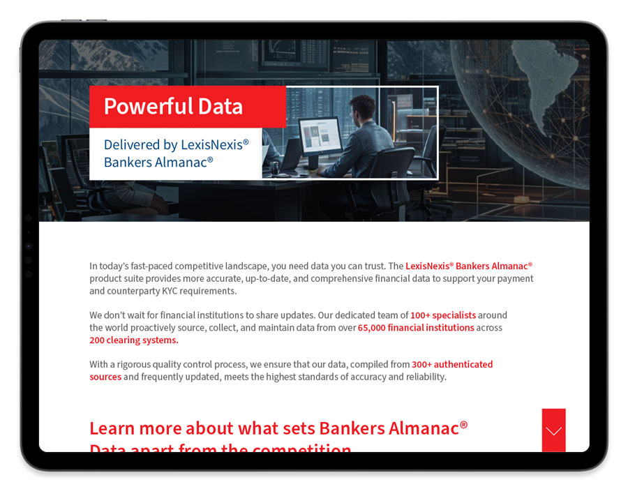 What sets Bankers Almanac® Data apart from the competition